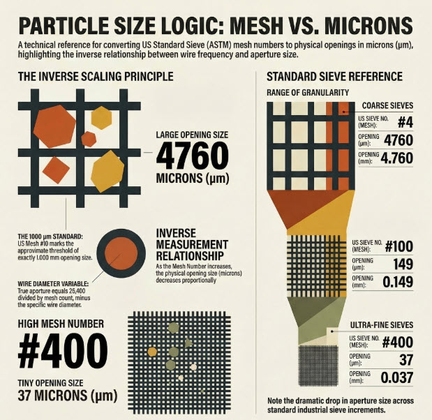 SaitechAI — Particle Size: Mesh ↔ Microns Converter